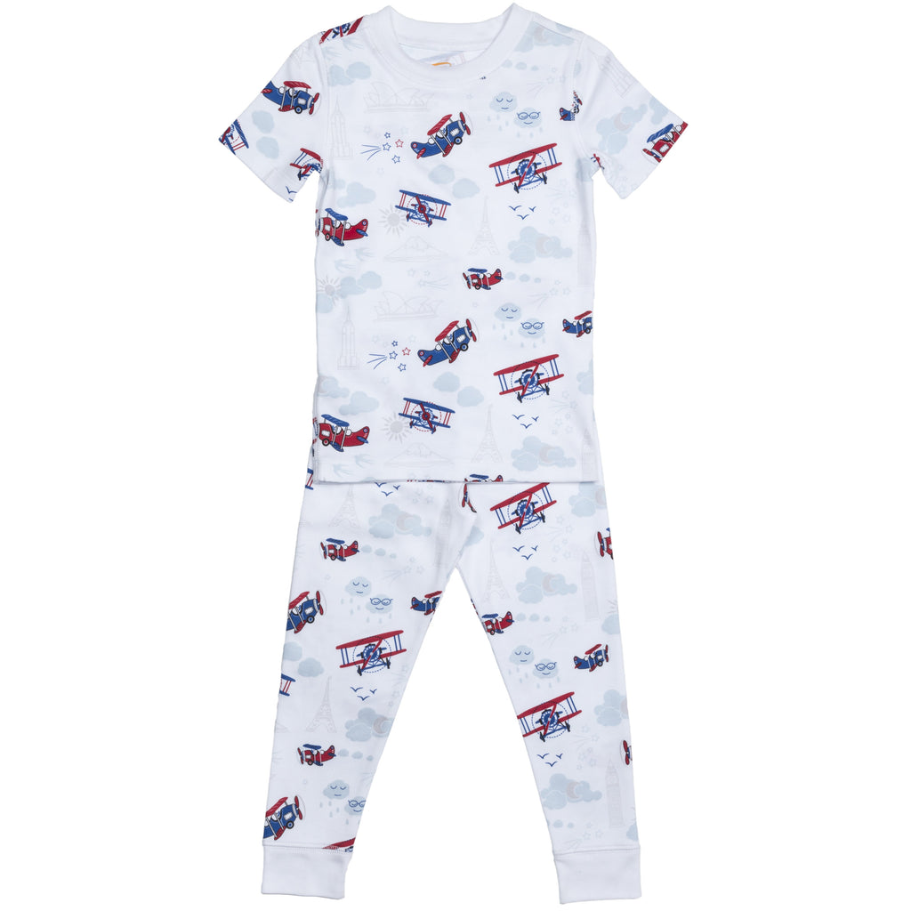Airplane Print Pajamas - Summer Cotton Pajama Set | Petidoux