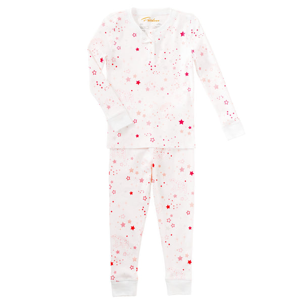 Girls Twinkle Twinkle Pink Pajamas - Girls Long Sleeve PJs | Petidoux